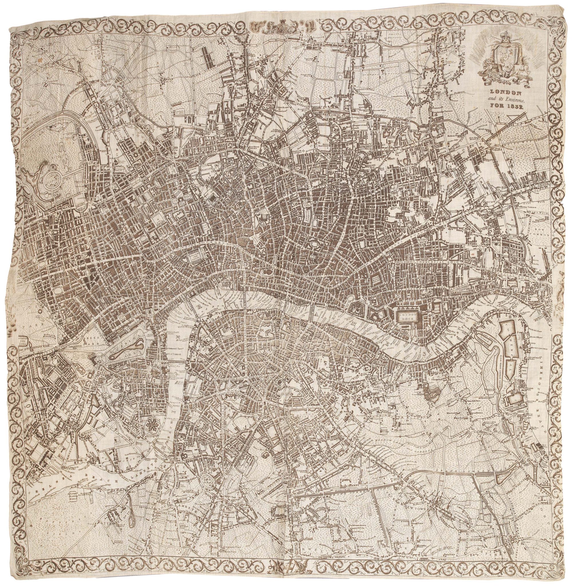 A very scarce handkerchief map of London - Altea Gallery