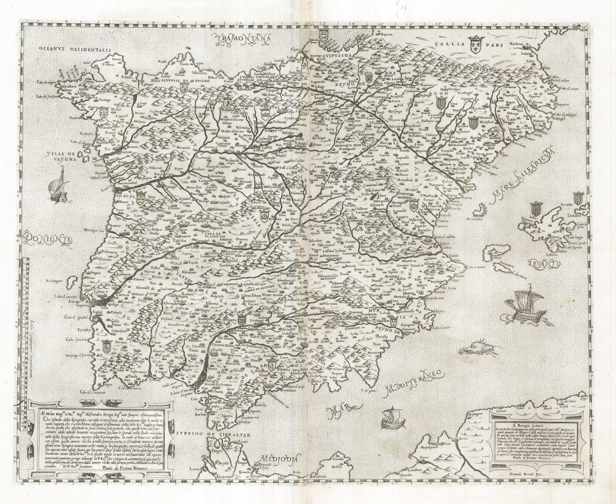 A two-sheet 'Lafreri-School' important map of Iberia - Altea Gallery