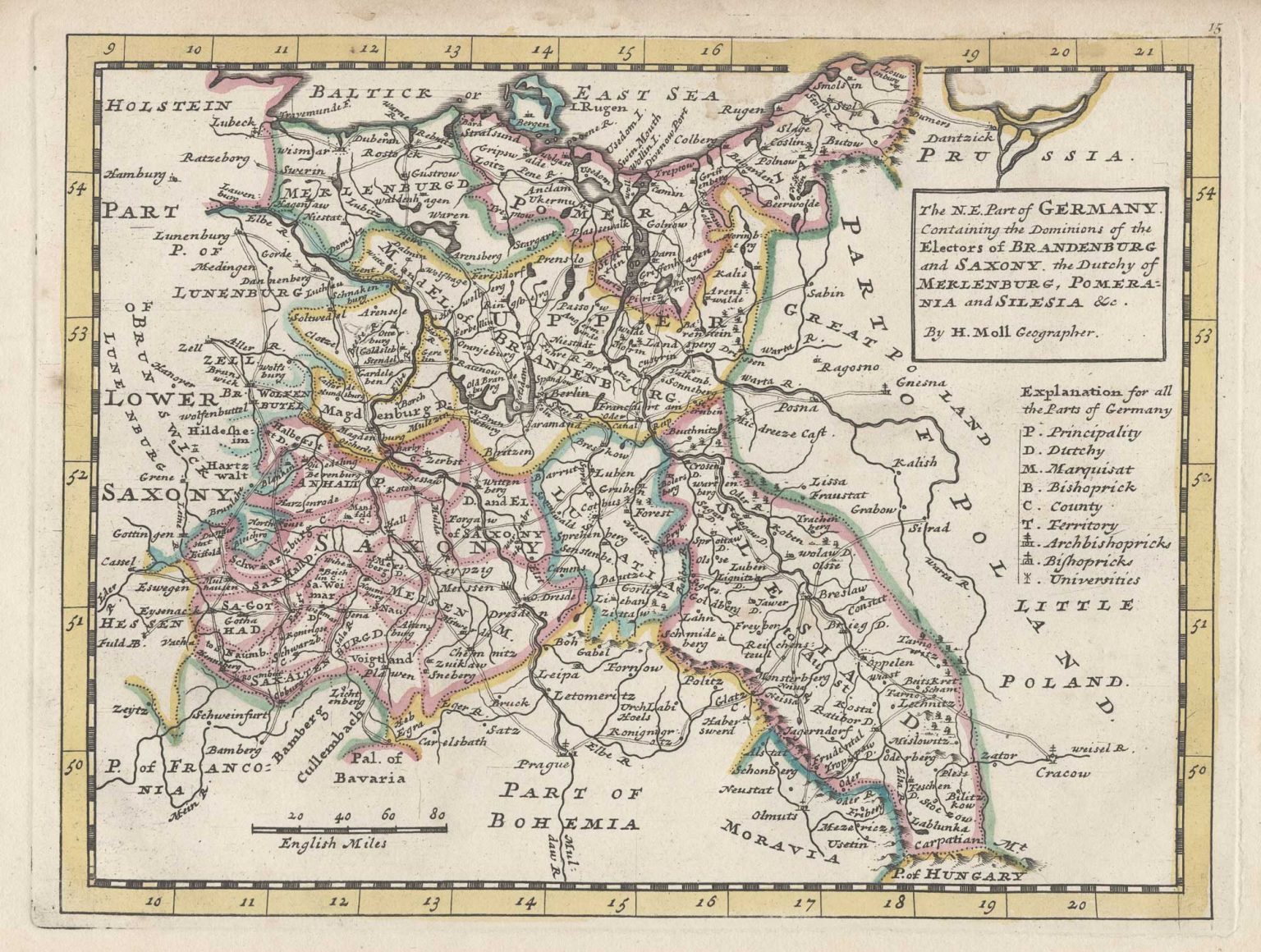 18th century English map of north east Germany - Altea Gallery Antique Maps
