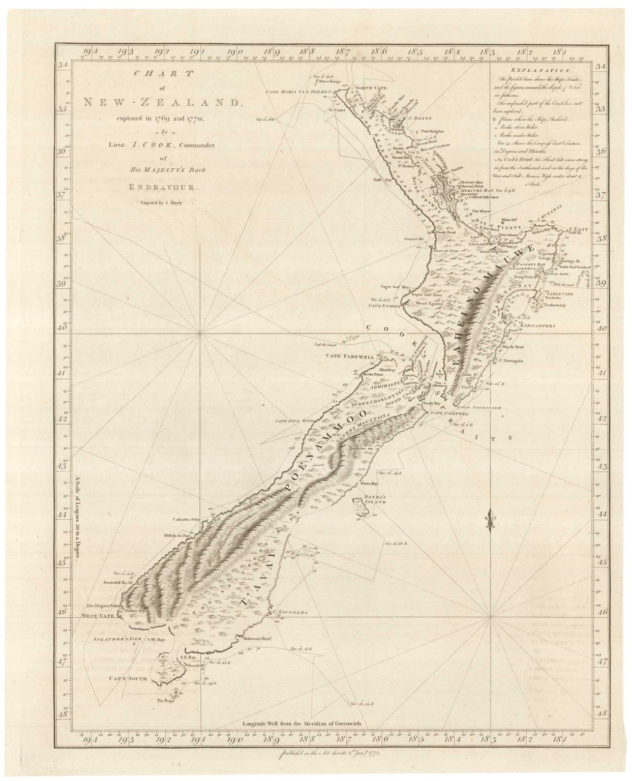 Cook's landmark map of New Zealand - Altea Gallery Antique Maps