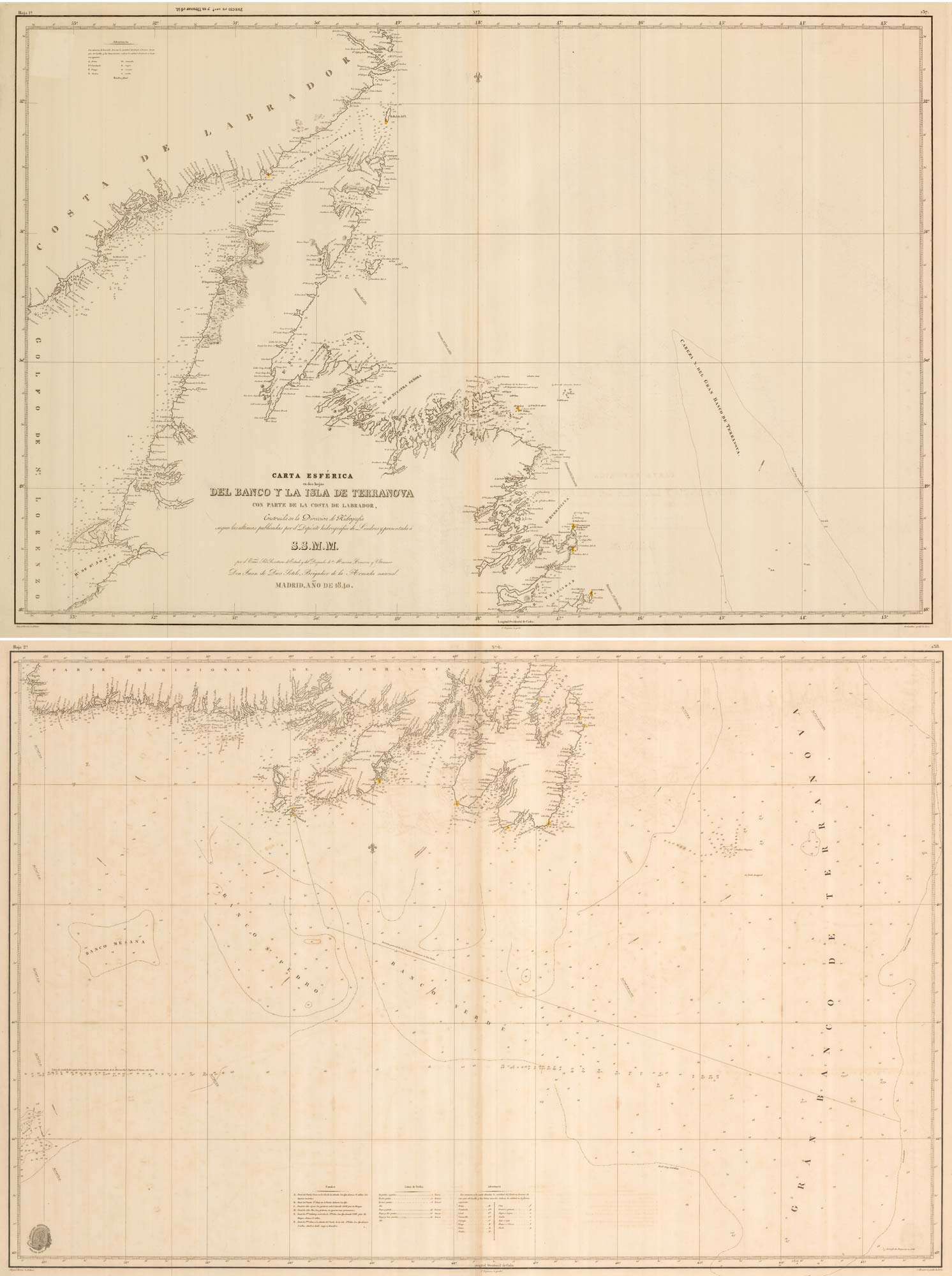A scarce two-sheet Spanish chart of Newfoundland - Altea Gallery ...